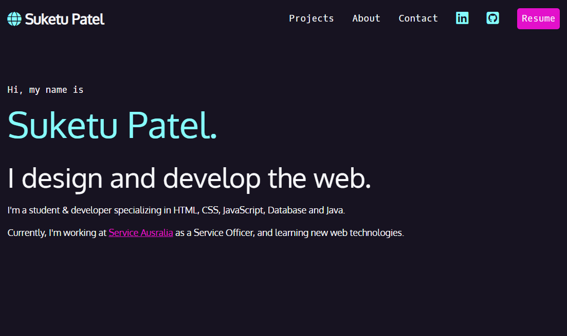 Suketu Patel's Portfolio Website